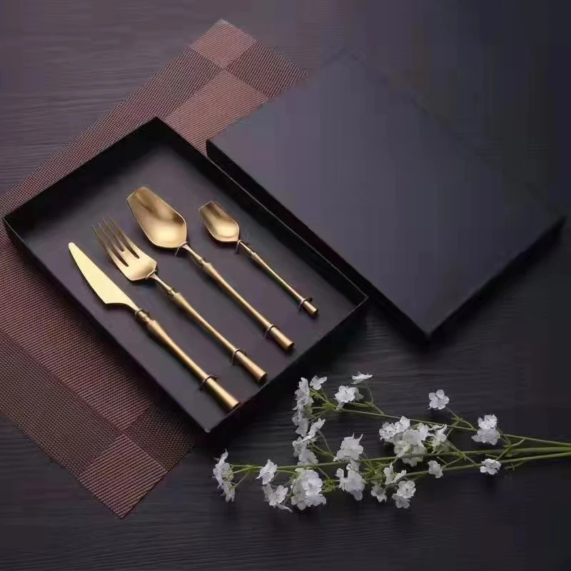 Luxury-high-endWestern-304-sliml-waist-titanium-gold-Western-tableware ...