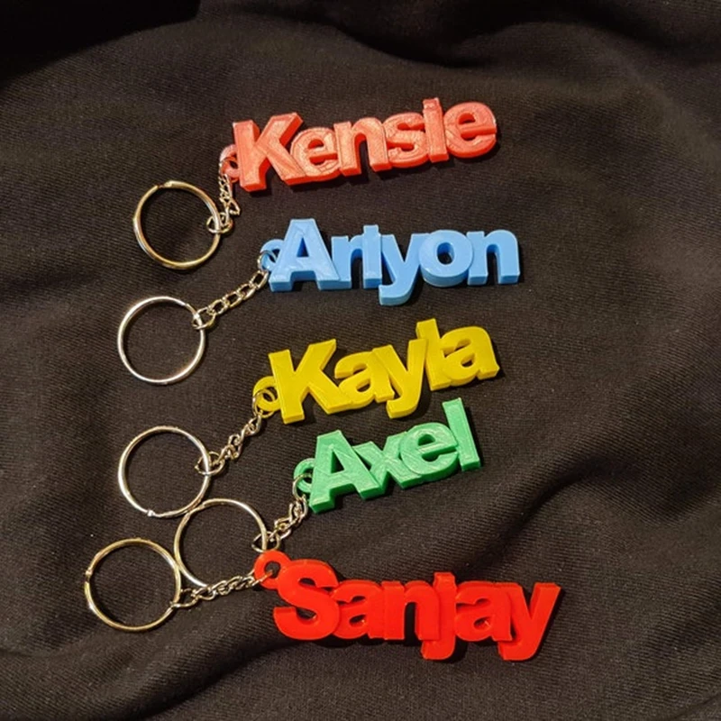 Custom-Name-Acrylic-Keychains-Colorful-Keyrings-Personalized-Bag-Tag ...