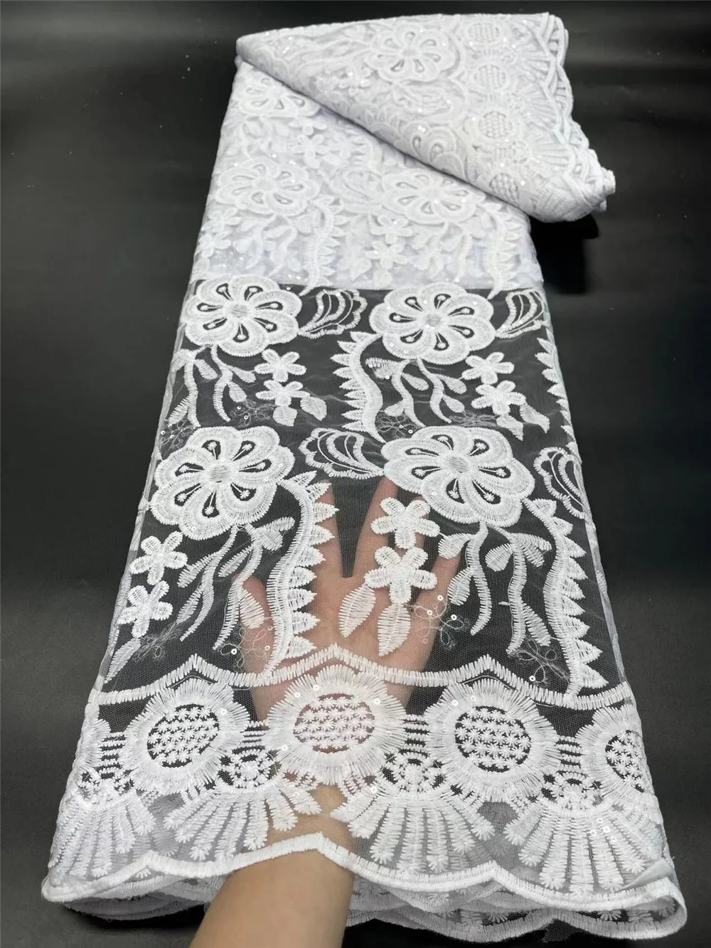 Off White Sequin Fabric
