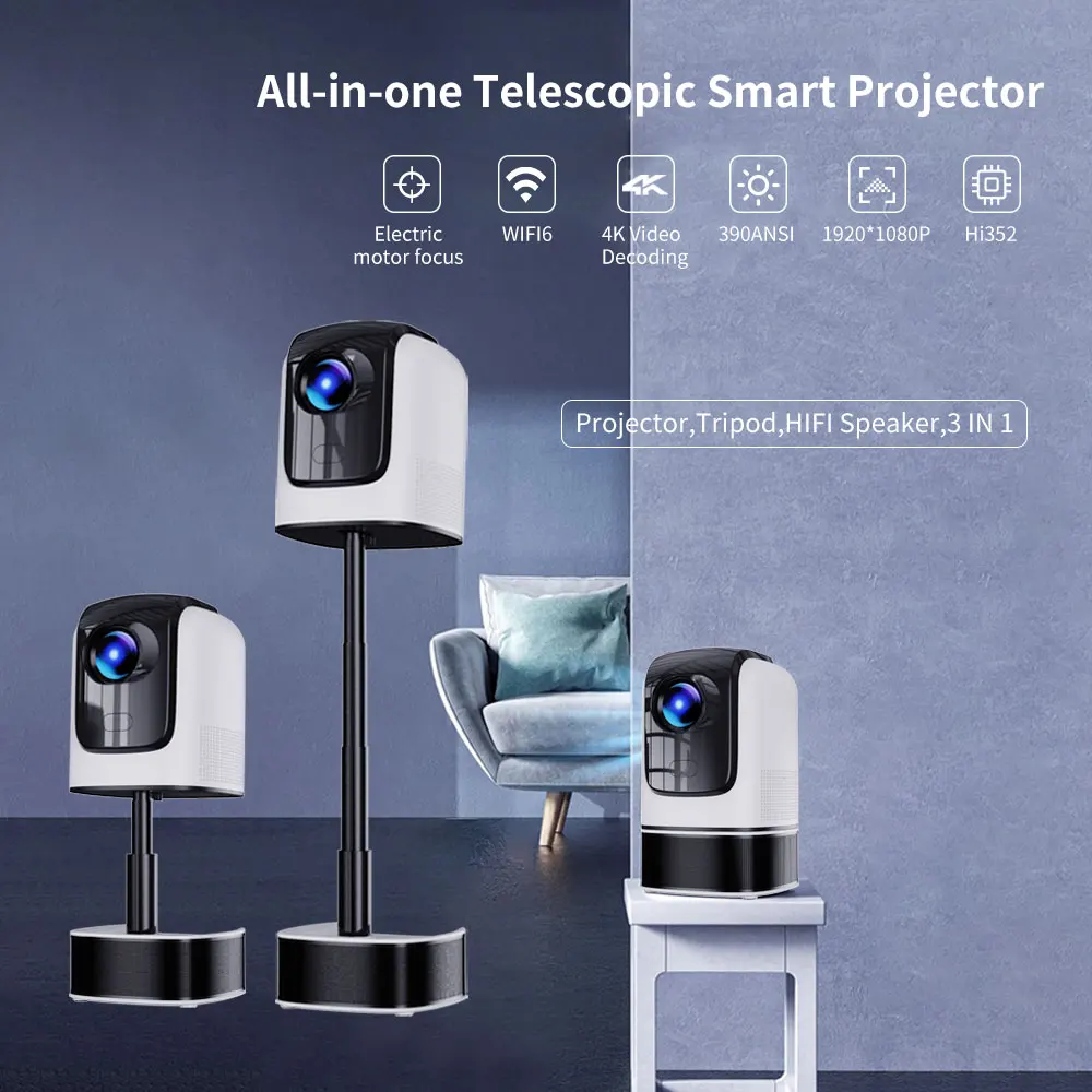 Telescopic-Smart-Projector-Android-4K-390ANSI-1080P-WiFi6-BT5-0-HiFi ...
