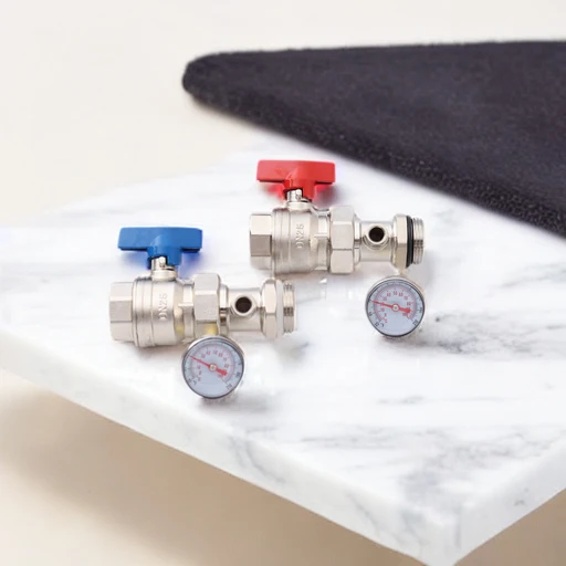 One-Set-DN25-Brass-Ball-Valve-with-Thermometer-0-100-For-Manifold ...