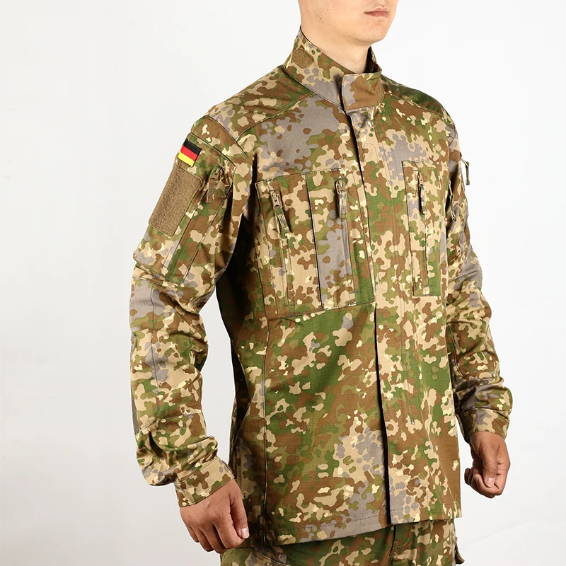 Outdoor Tactical German Spot Camouflage Combat Uniform Top Long Pants ...