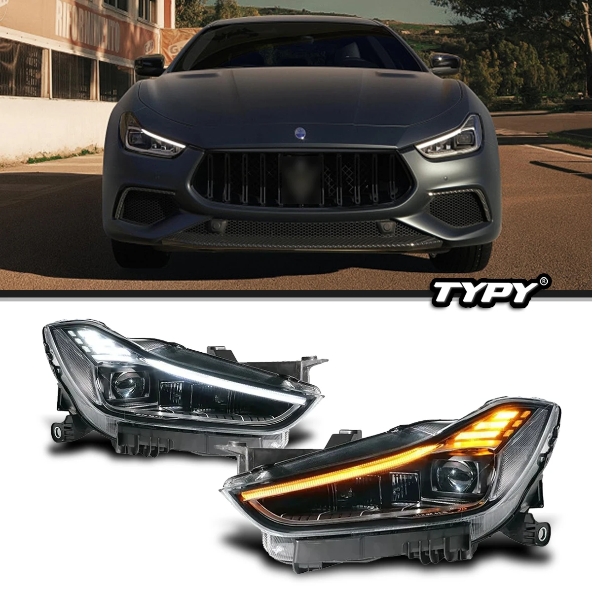 TYPY-Car-Lights-For-Maserati-Ghibli-Headlights-2014-2019-Full-LED ...