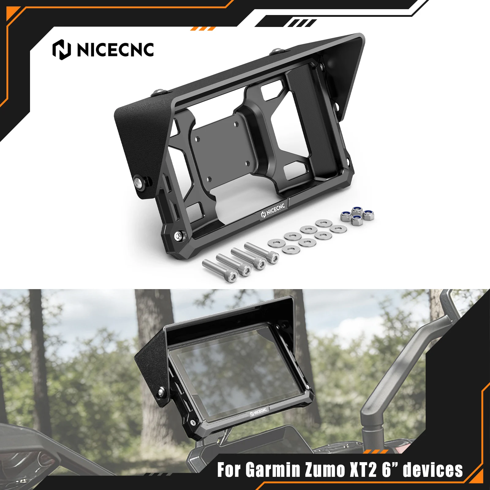 NICECNC For Garmin Zumo XT2 6" Case Protector Adjustable Sun Visor Kit ...