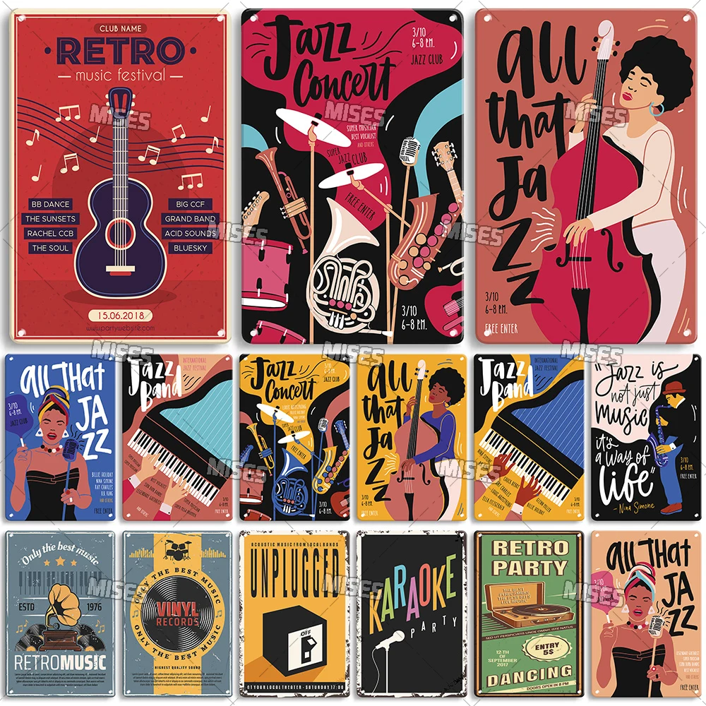 MISES Music Metal Plate Rock Metal Plaque Vintage Metal Poster Bar Club ...