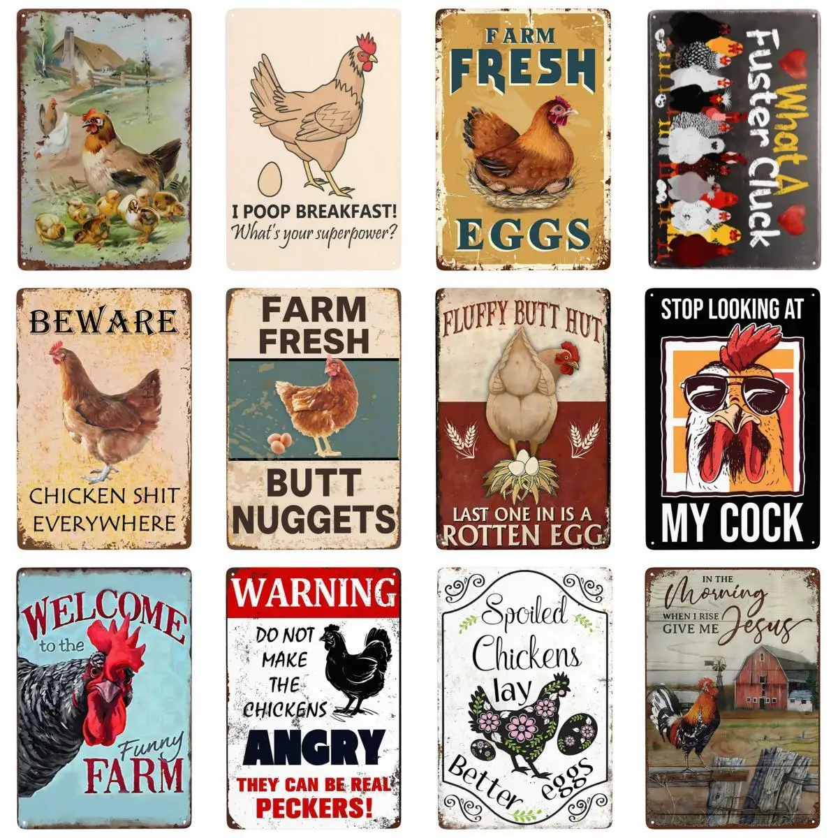 1pc-Vintage-Chicken-Sign-Farm-Fresh-Eggs-Chicken-Decor-for-Farmhouse ...