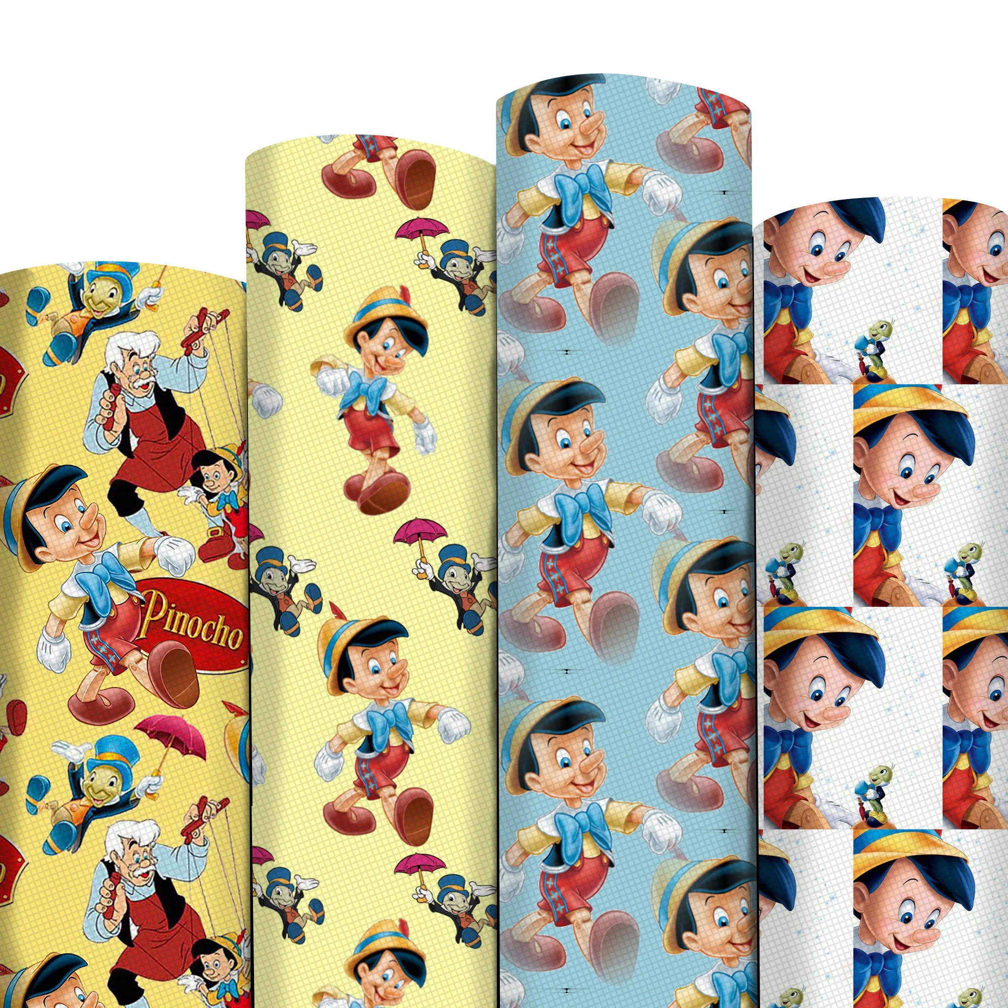 Pinocchio Puppet Print Lychee Texture Faux Leather Sheet Cartoon ...
