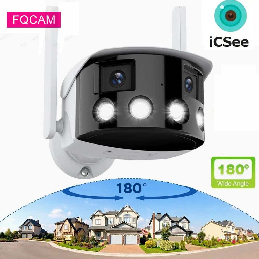 4MP Dual Lens ICSEE Wi fi Câmera IP Ao Ar Livre 4MP 180 Ultra Grande ...