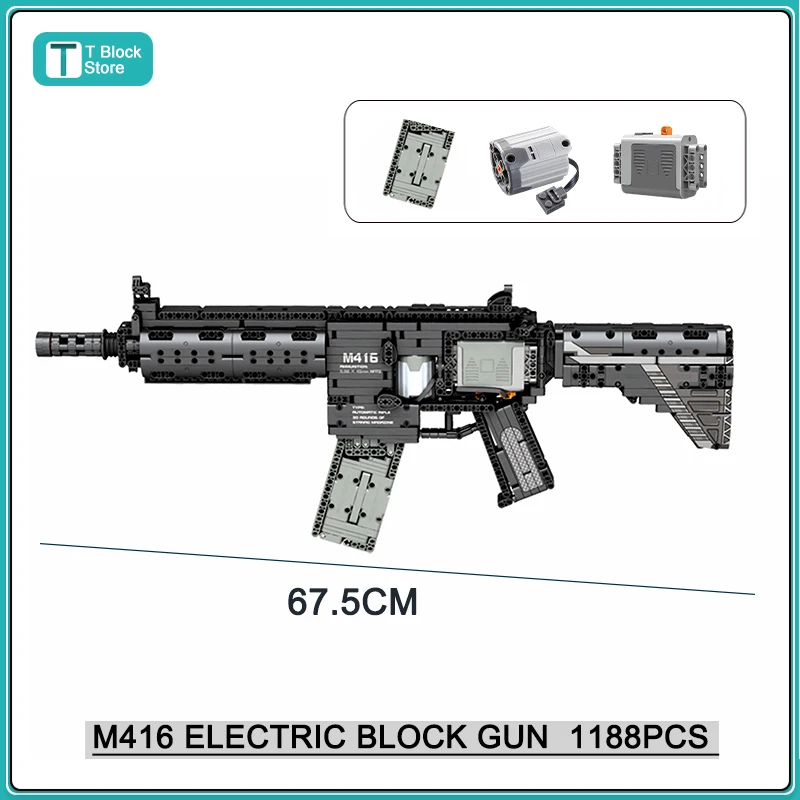 Ww2 militar elétrico m416 rifle blocos de construção modelo compatível ...