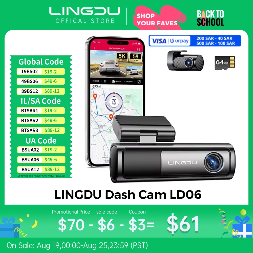 LINGDU-5K-Dash-Cam-LD06-Front-Cam-Built-in-WiFi-GPS-Camera-Car-DVR ...