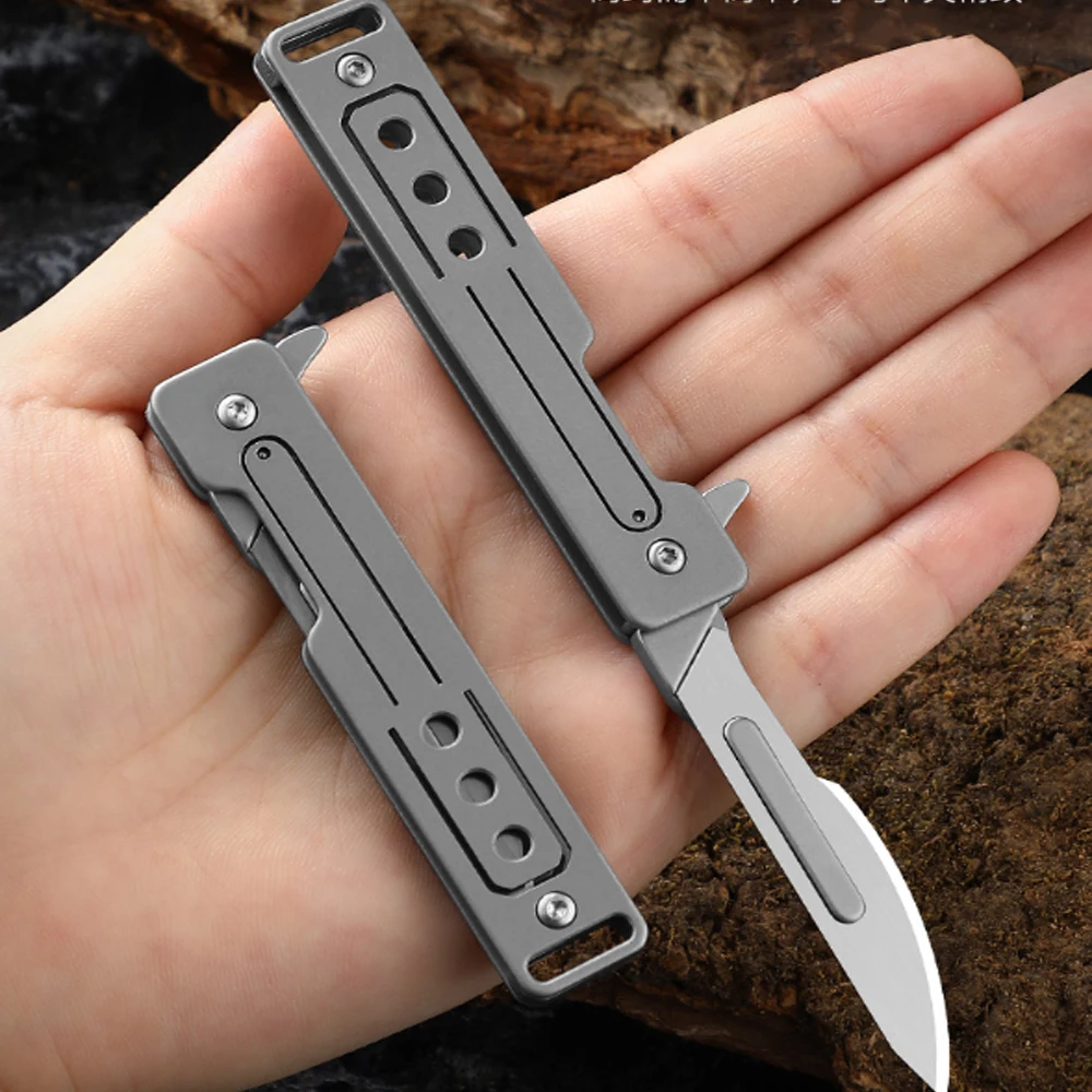 Titanium-Alloy-Scalpel-Fast-Open-Folding-Knife-EDC-Unpacking-Pocket ...