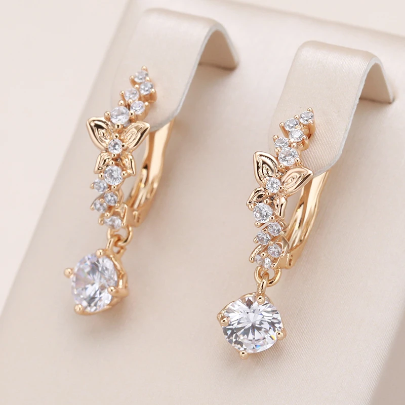 Rose Gold Dangle Earrings Women | Luxury Earrings Women Gold | Gold ...