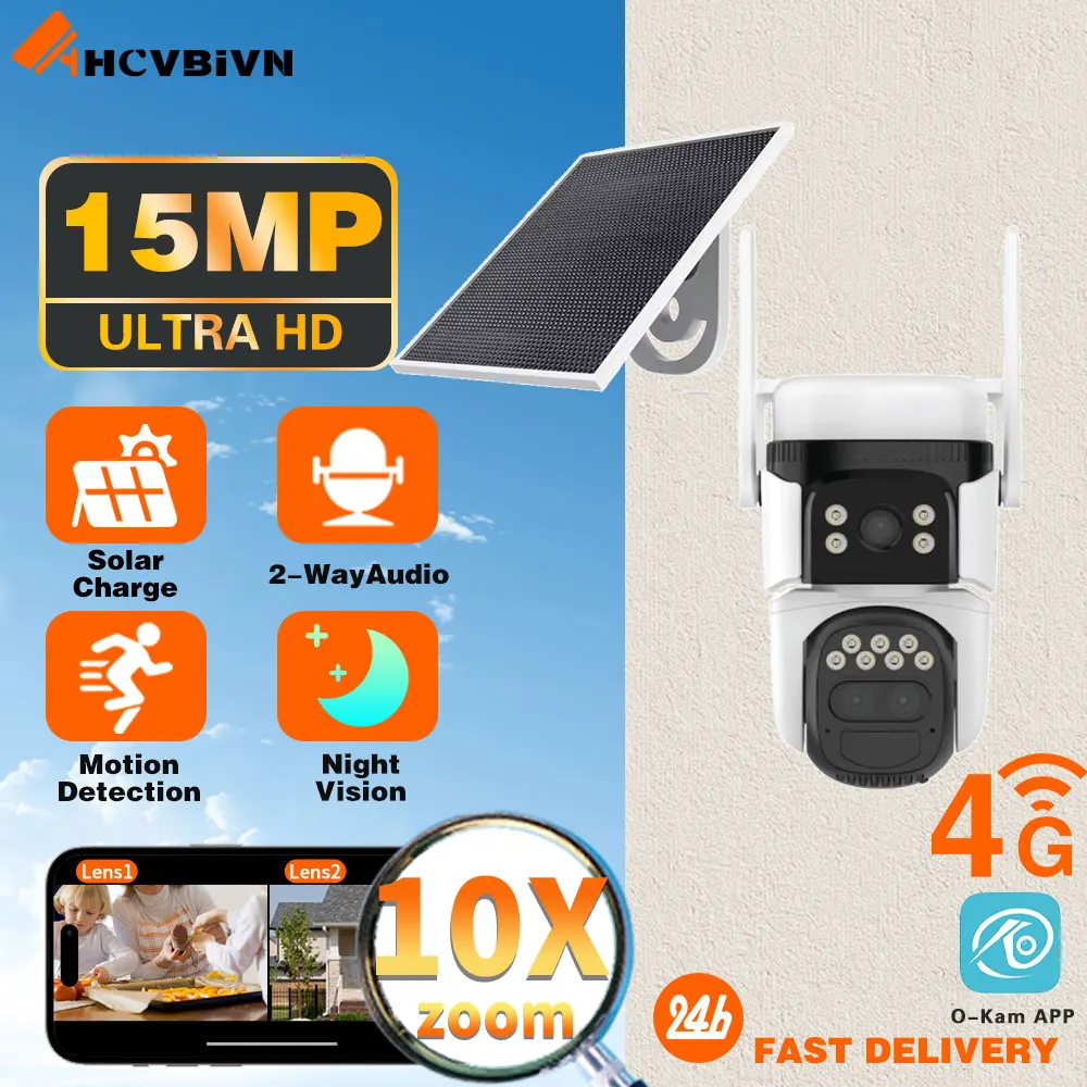 8K 15MP 4G Sim Card Dual Lens 10X Zoom IP66 Waterproof Outdoor Auto ...