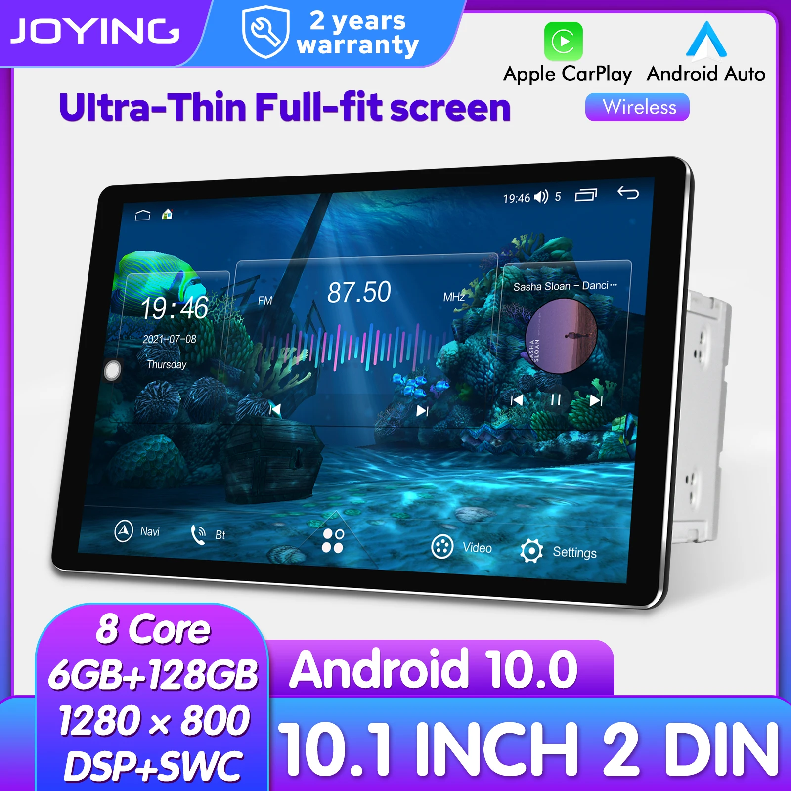 JOYING Android10.0 Fully Fit Screen 2 Din Car Radio Stereo Universal 10 ...