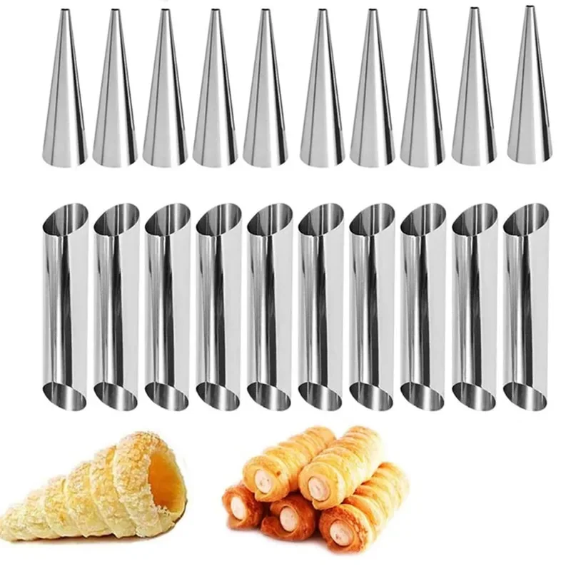 5-10pcs-Kitchen-Stainless-Steel-Baking-Cones-Horn-Pastry-Roll-Cake-Mold ...