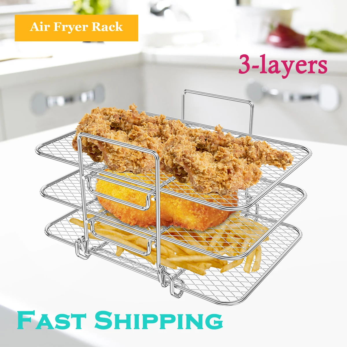 3-layers-Air-Fryer-Rack-Multi-Layer-Stainless-Steel-Stackable-Grid ...