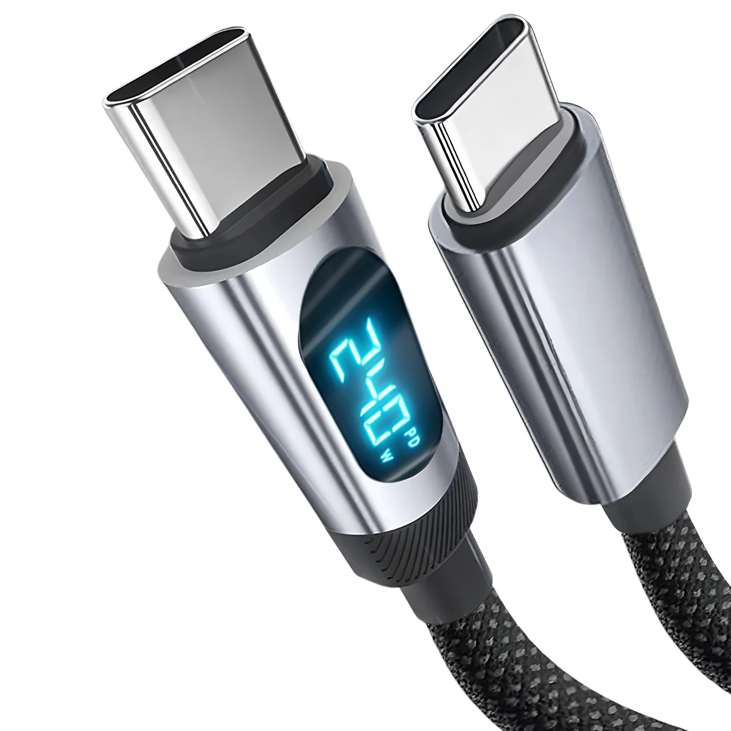 240W PD USB C to USB C Cable with LED Display Fast Charging Cord for ...