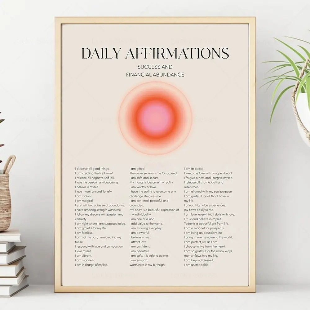 Daily Affirmation Quotes Wall Art Poster Prints Positive Gradient Aura ...