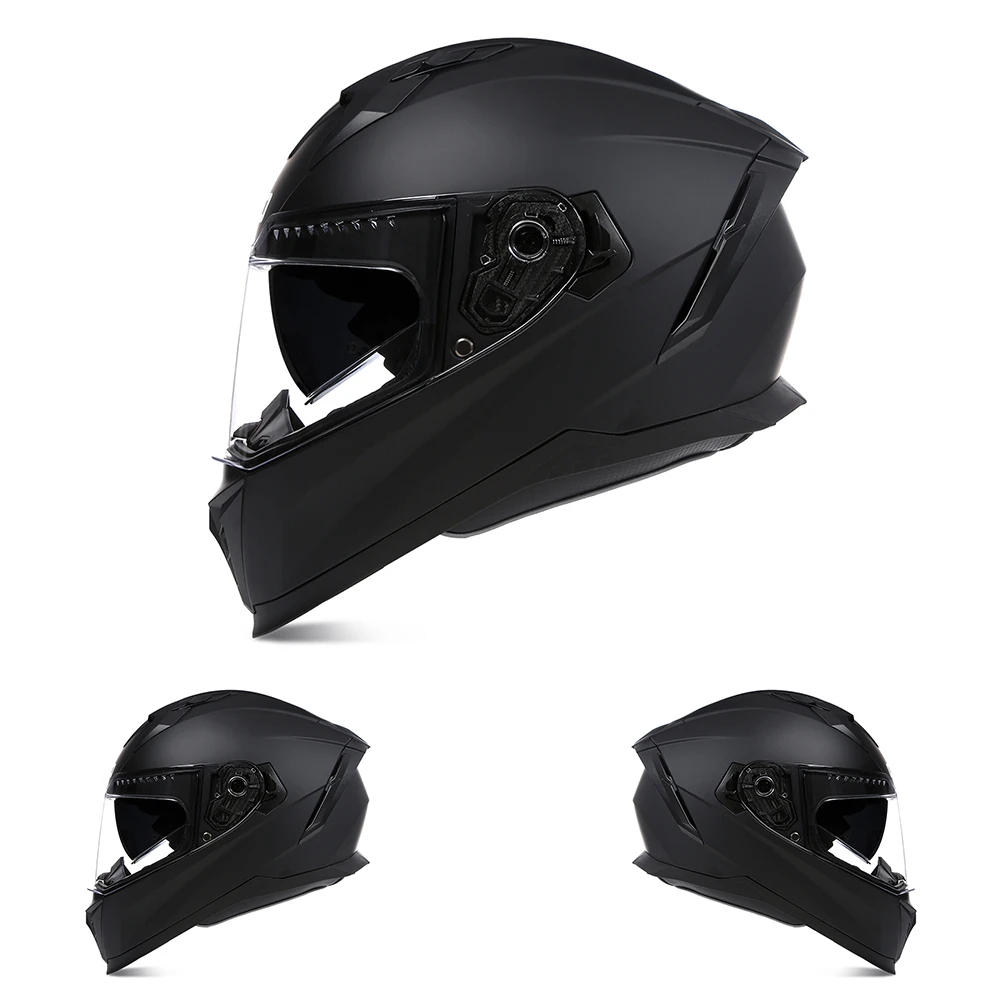 Matte Black Motorcycle Helmet Motorbike Karting Racing Helmets Modular ...