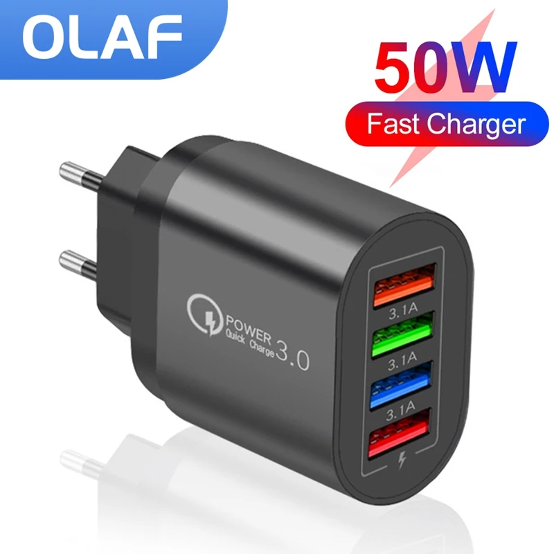 50W 4 Ports Mobile Phone Charger Adapter Fast Charging usb chargeur For ...