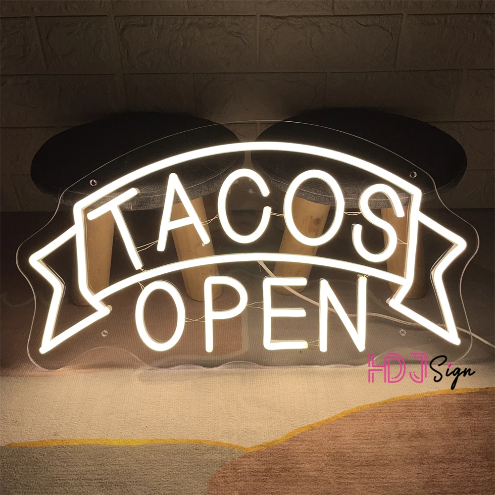 TACOS-Open-Neon-Sign-Gift-Custom-LED-Light-Snack-Bar-Wall-Decor-For ...