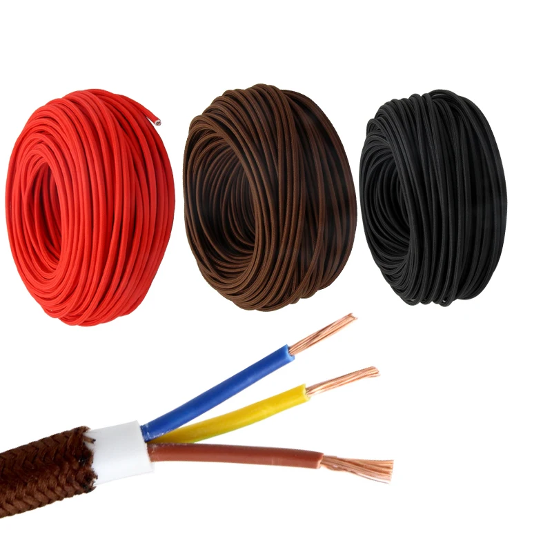 New 3 Core 0.75mm2 Fabric Cloth Covered Cable Vintage Light Cord 3 Wire ...
