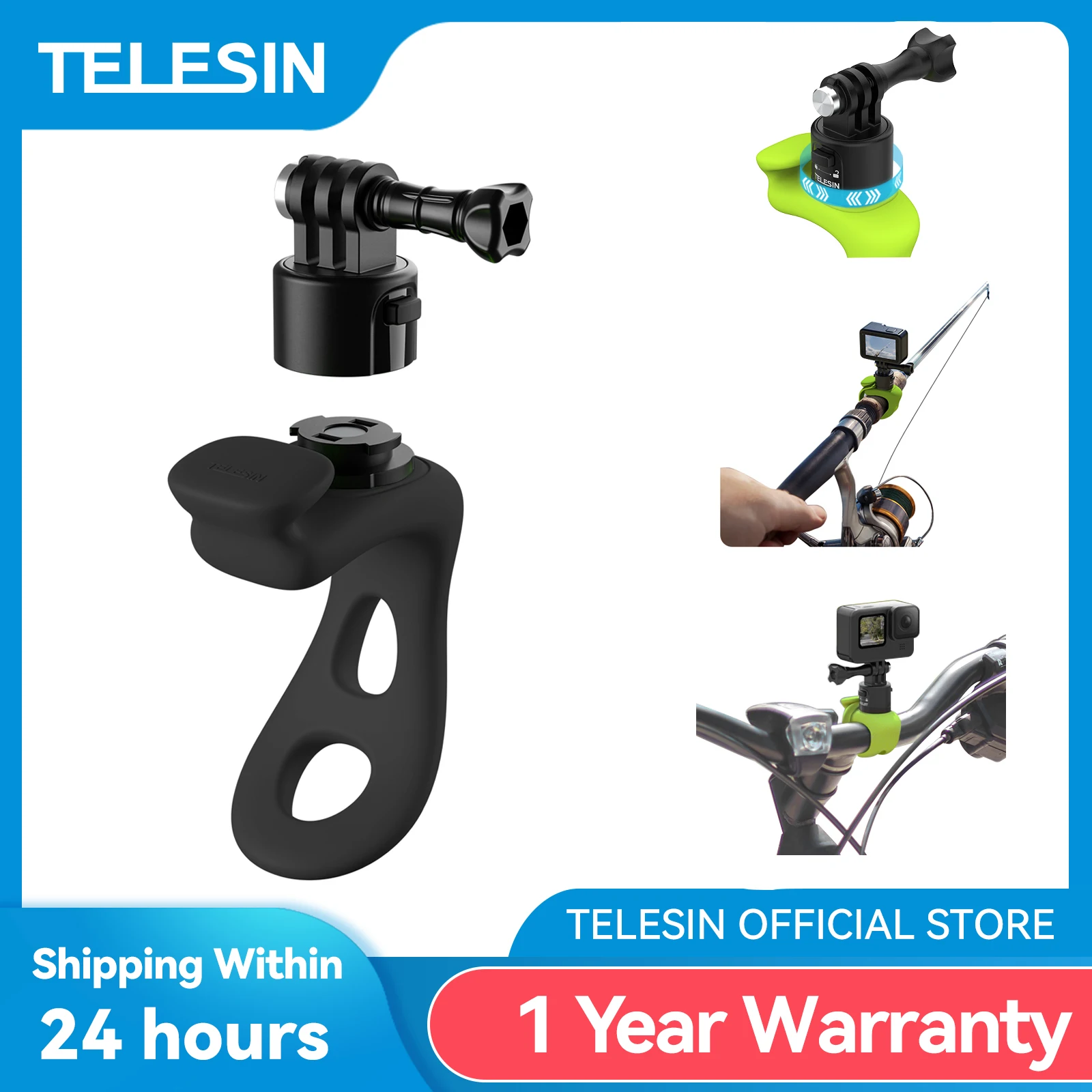 TELESIN Quick release Action Camera Mount Silicone Adjustable Mini Soft ...