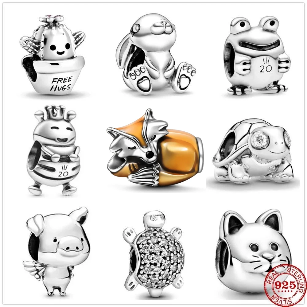Nova-prata-925-charme-cactus-animal-coelho-gato-charme-caber-pandora ...