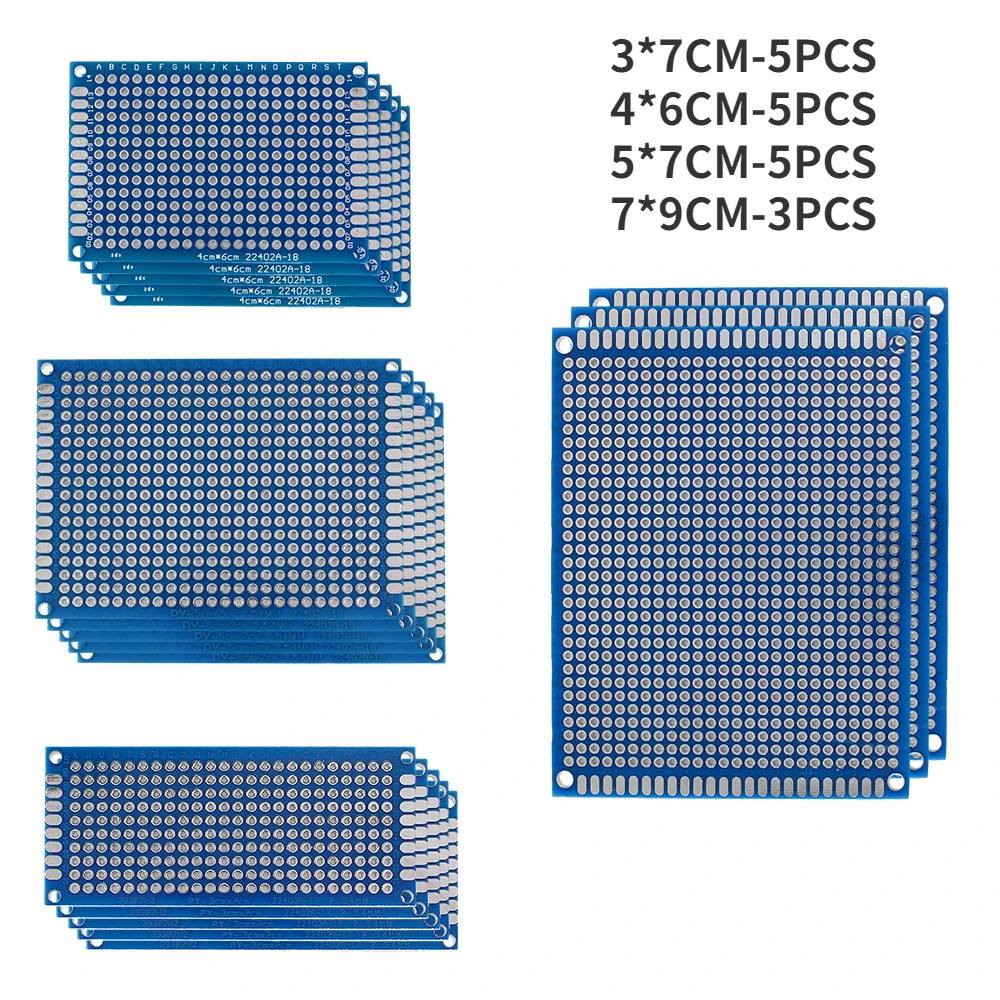 18PCS-Prototype-PCB-Board-Kit-3x7-4x6-5x7-7x9cm-Multiple-Size ...