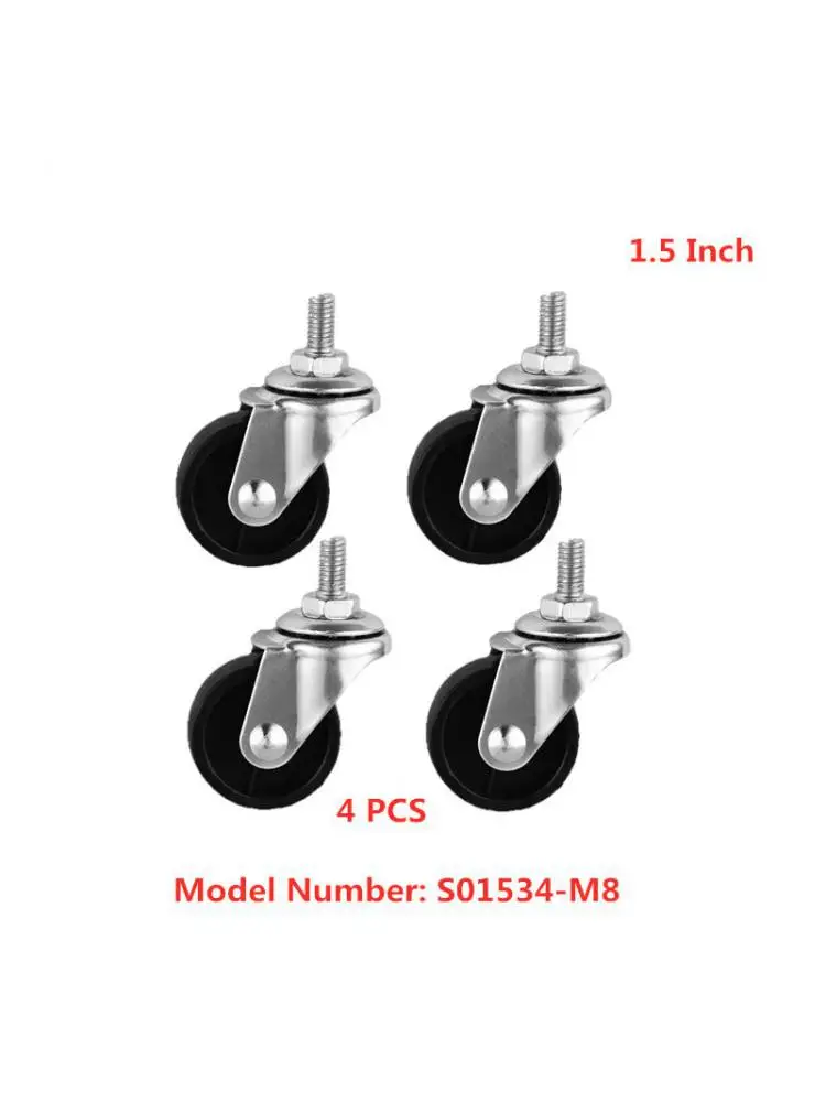 4-Pcs-Lot-Caster-1-5-Inch-Screw-Rod-Rubber-Universal-Wheel-M8-Tooth ...