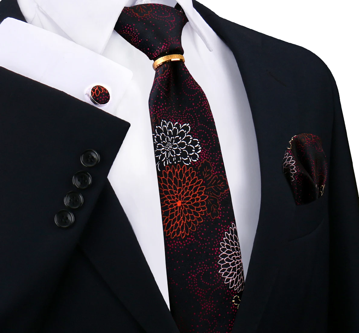 Luxury-100-Silk-Tie-For-Mens-Necktie-Handkerchief-Pocket-Square-Cufflink-with-Ring-Brooch-Set ...