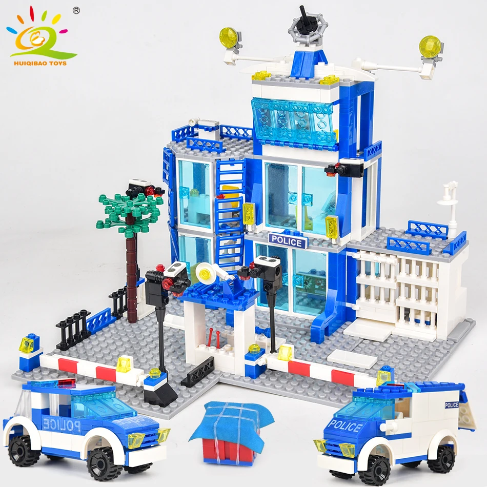 HUIQIBAO-750PCS-City-Police-Station-Trucks-Car-Building-Blocks-with-10 ...