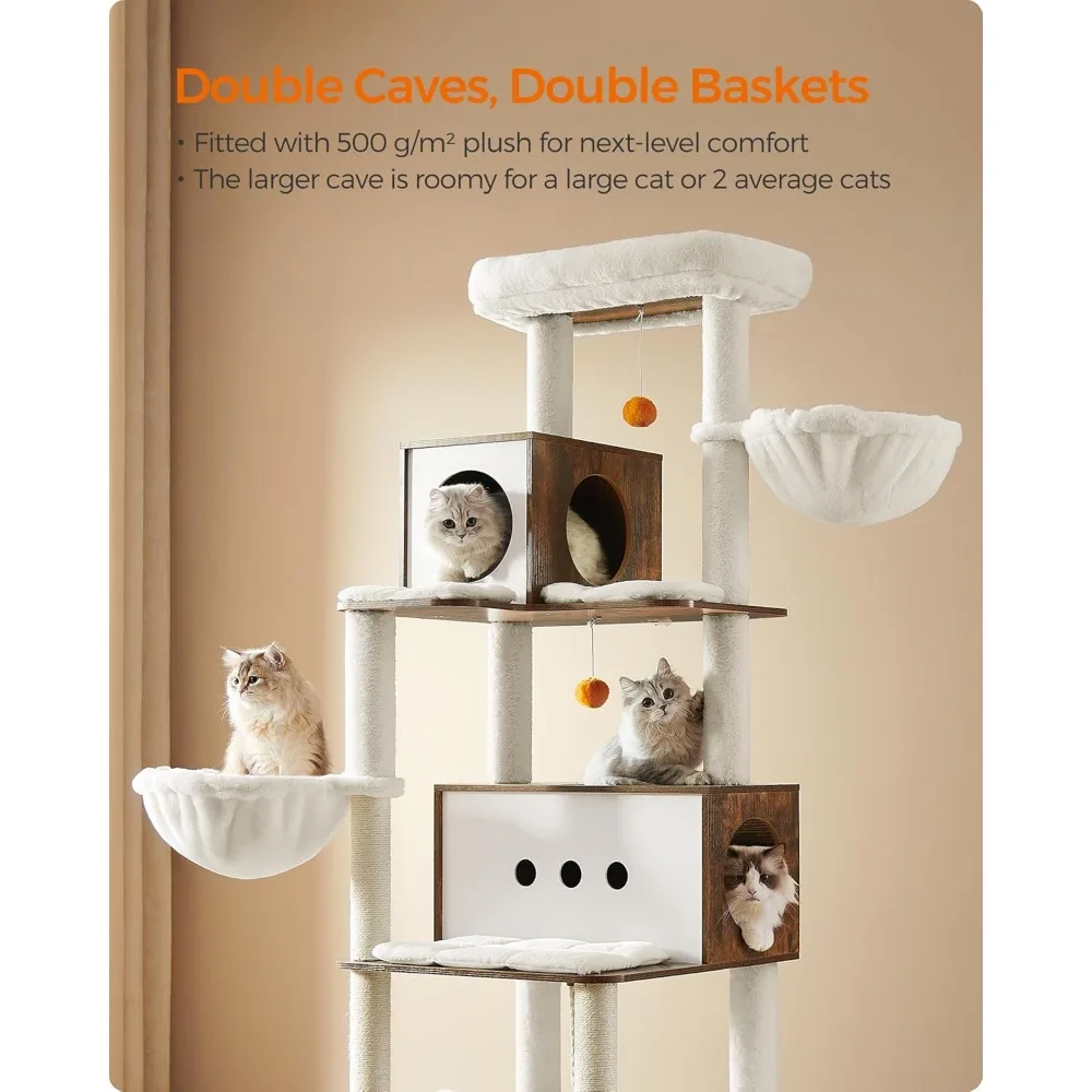 Cat-Tree-77-5-Inch-Tall-Modern-Cat-Tower-Multi-Level-Cat-Condo-with-2 ...