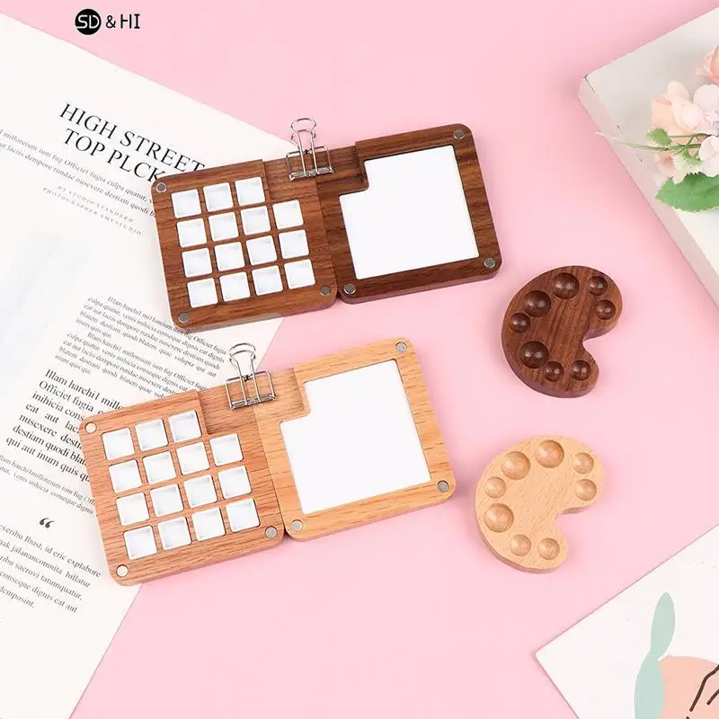 Empty-Wooden-Watercolor-Palette-Ins-Style-Travel-Portable-Mini ...