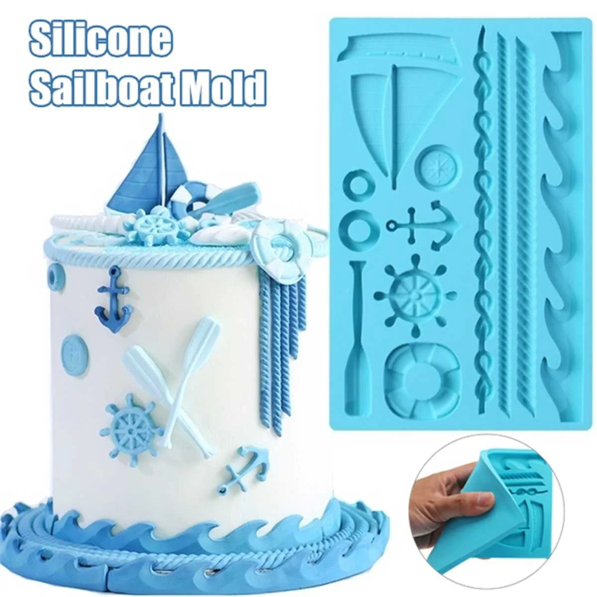 Molde de Fondant con forma de ancla de barco, paleta de silicona para ...