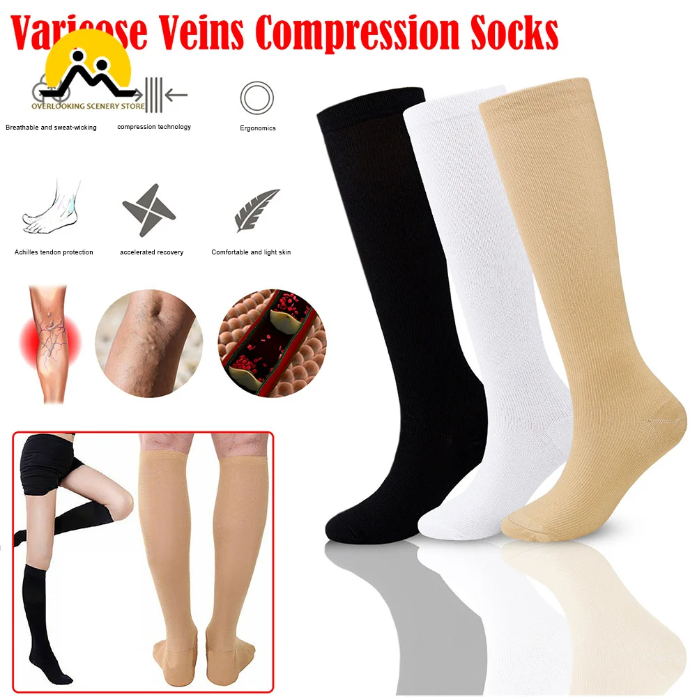 1 Pair Medical Compression Socks Unisex Varicose Veins Socks Elastic ...