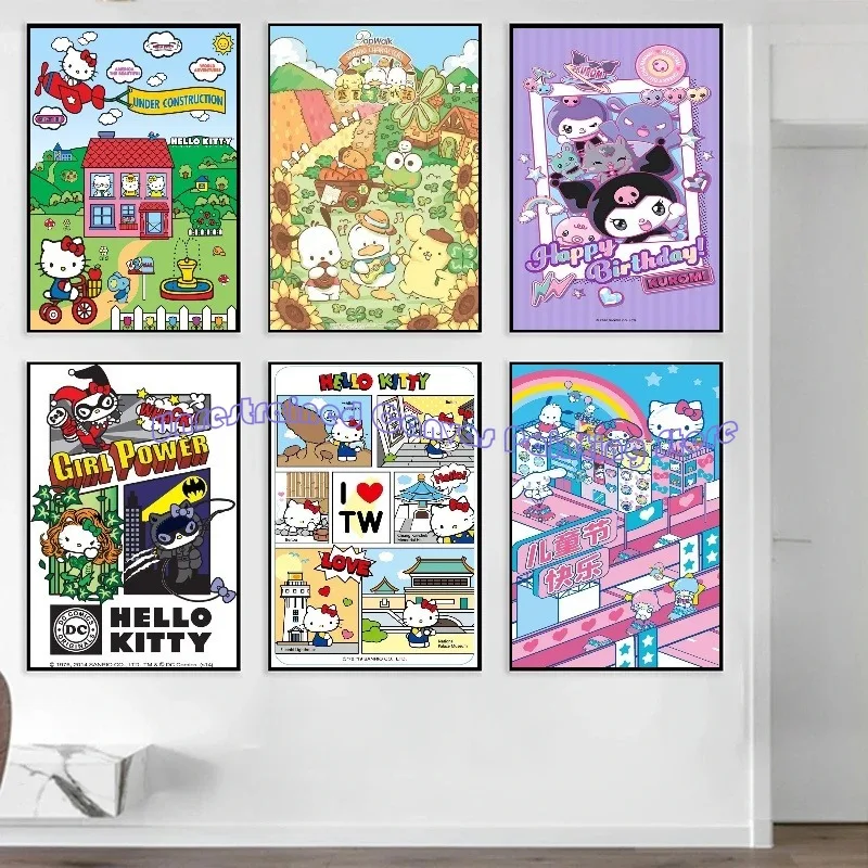 Canvas-Hd-Print-Sanrio-HELLO-KETTY-Poster-Home-Picture-Wall-Art-Friends ...