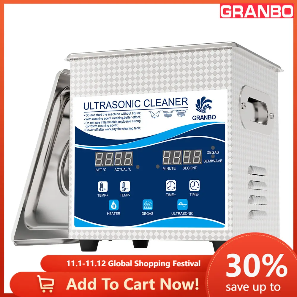 120w 1.3l Ultrasonic Cleaner Digital Timer Heater Degas 40khz Semi Wave ...