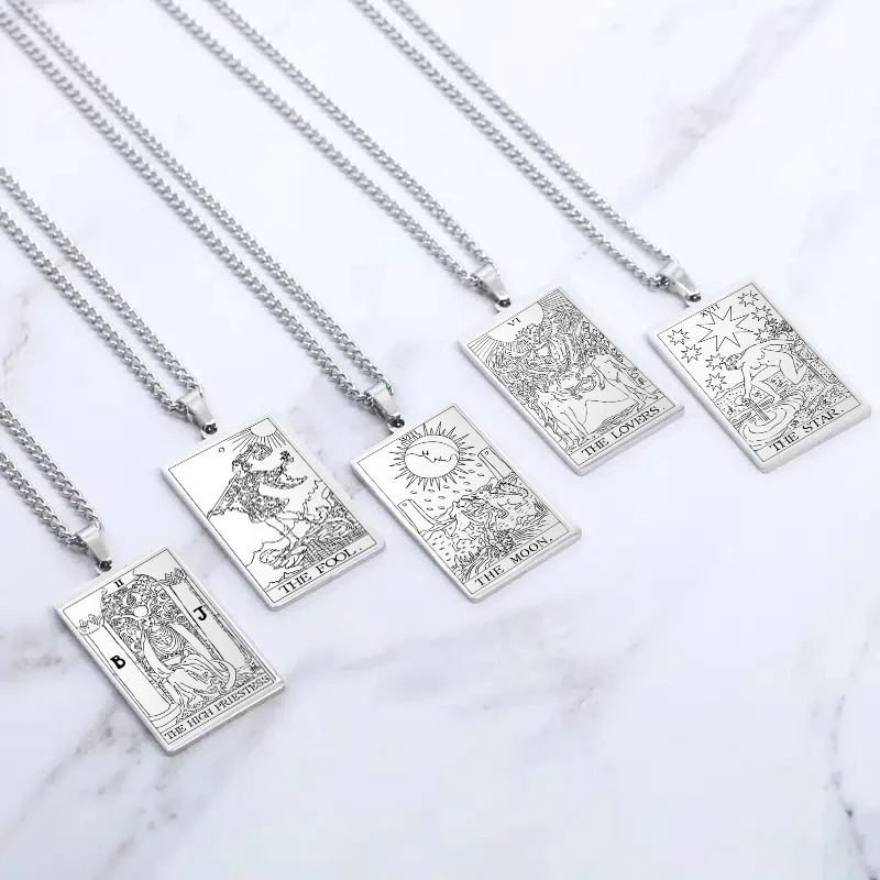 Tarot-Cards-Esotericism-Necklace-Aesthetic-Stainless-Steel-Jewelry ...