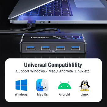 Lemorele USB KVM Switch Adapter USB 3.0 Switcher 2 Input 4 Output USB Switch KVM Switcher ...