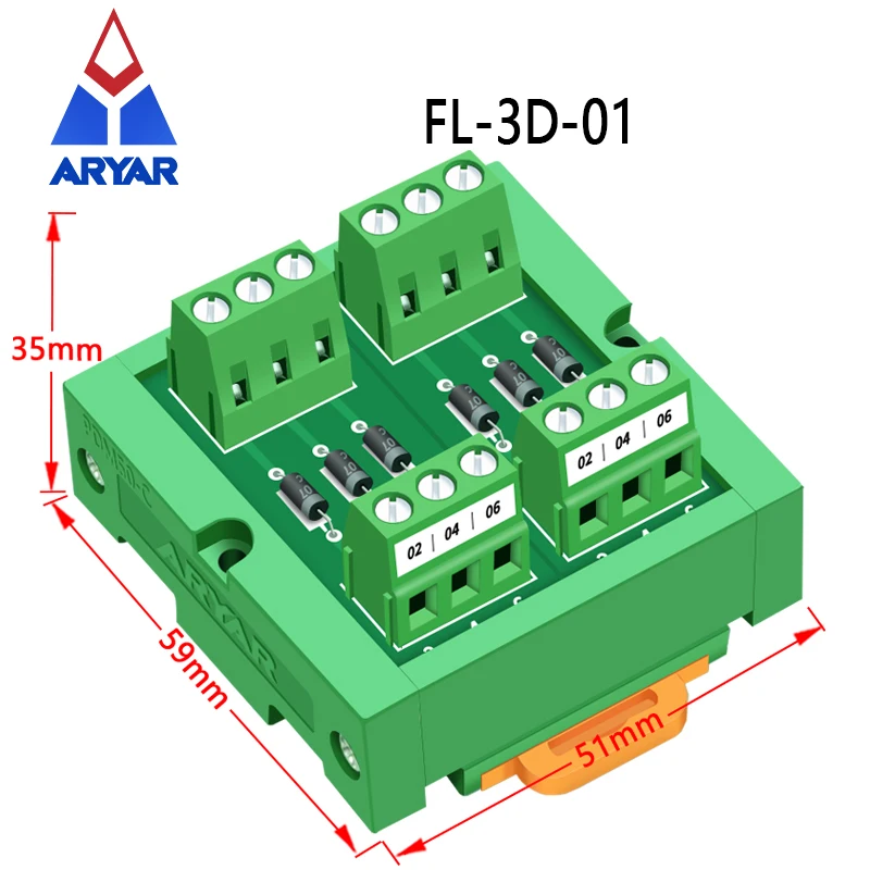 6 Channel Diode Module Din Rail Mount 1 Amp 1000v Common Anode 6 Diode ...