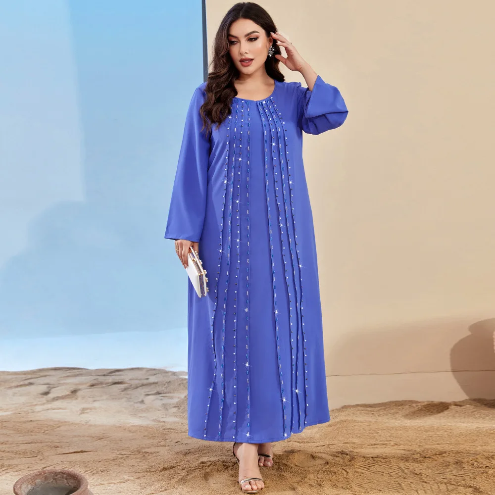 Middle East Plus-size Muslim Dress Hand Beading Loose Dress Temperament ...