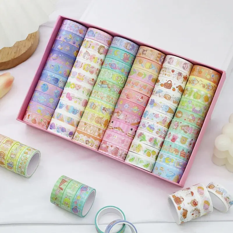 60-Rolls-Cartoon-Diy-Decorative-Tape-Cute-Children-Stationery-Handheld ...