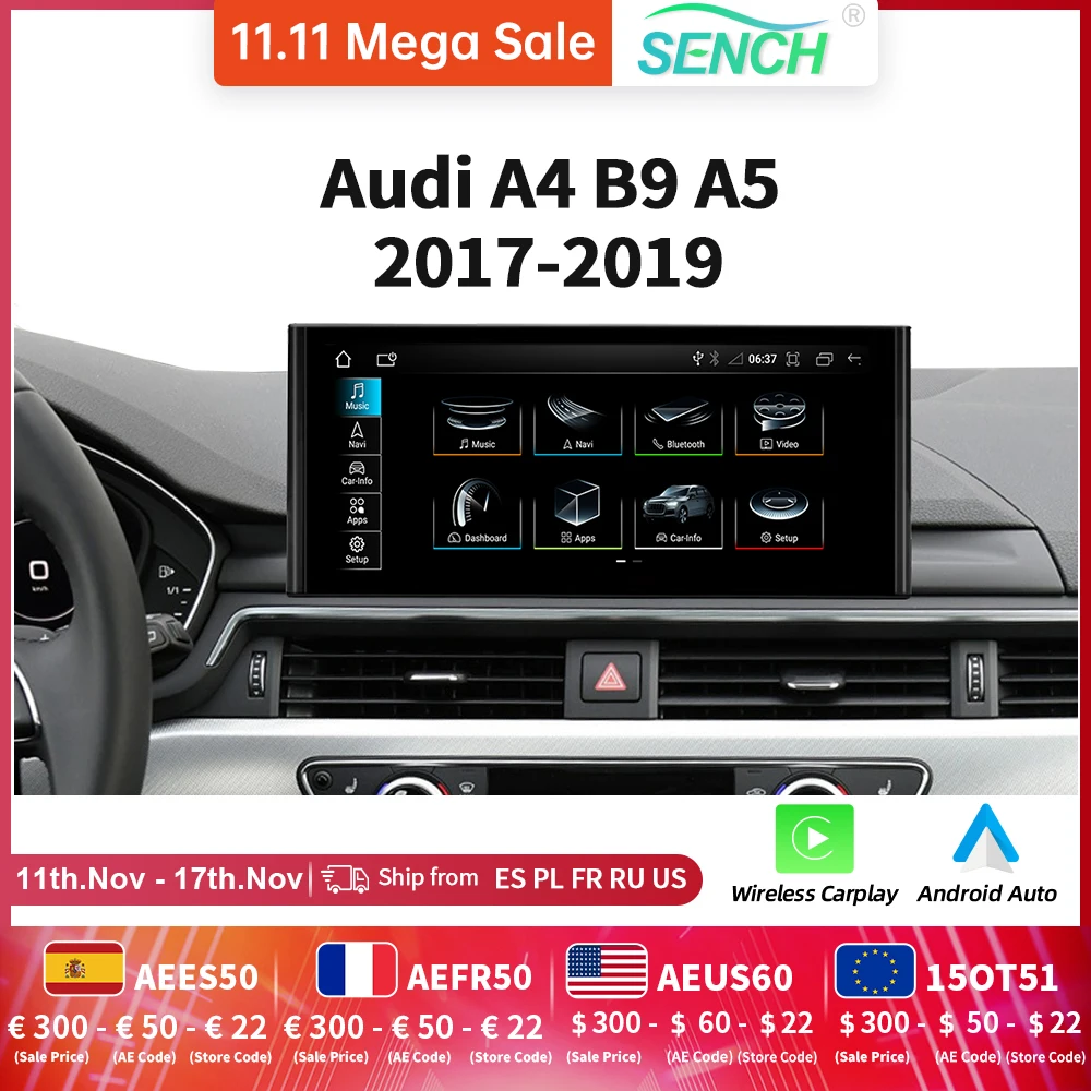 Android-12-System-Car-Multimedia-Player-For-Audi-A4-B9-A5-2017-2019-SIM ...