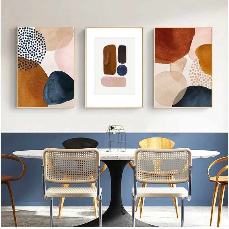 Nordic-Abstract-Line-Wall-Art-Morandi-Orange-Oil-On-Canvas-Posters-And ...