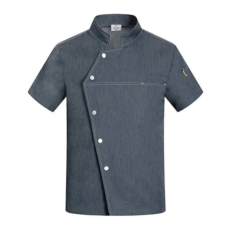 Grey Short Sleeve Chef Jacket Chef Uniform For Men Women Kitchen ...