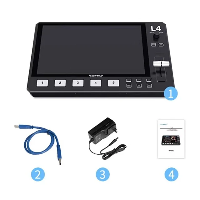 FEELWORLD L4 Multi Camera Mixer Switch 10.1 "HD Touch Screen USB 3.0 ...