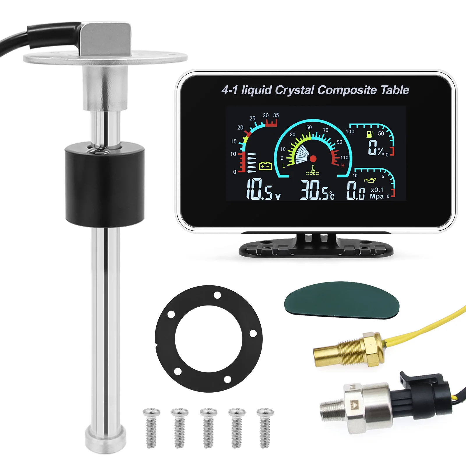 LCD-Digital-Fuel-Level-Meter-Fuel-Level-Sensor-Water-Temperature-Gauge ...