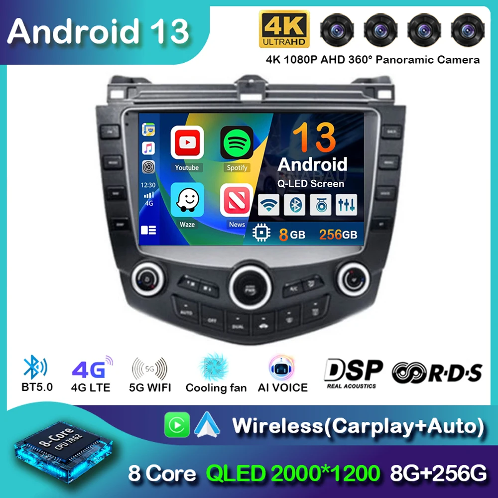 Android-13-Carplay-Auto-WIFI-4G-For-Honda-Accord-7-2003-2004-2005-2006 ...