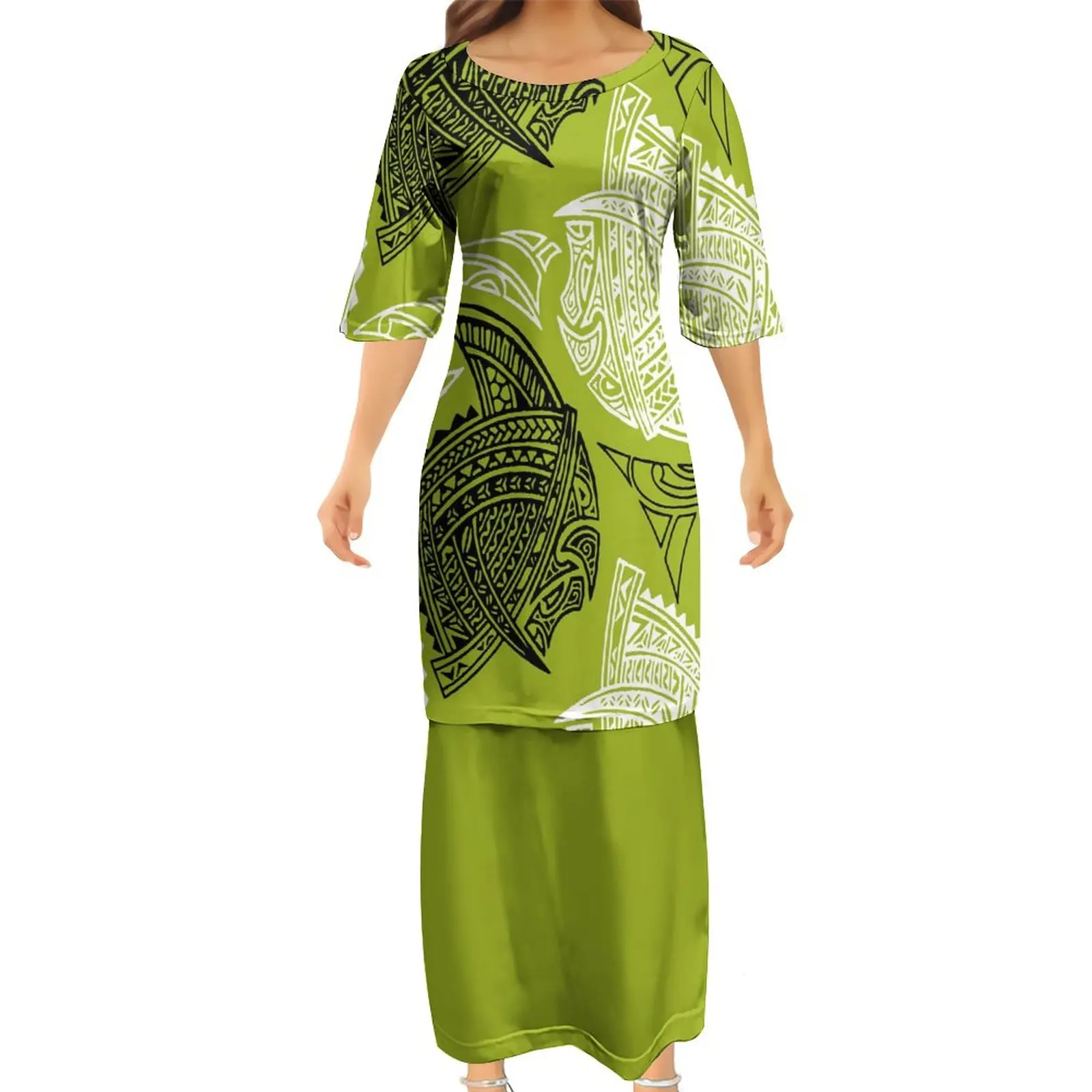 Plus-Size-Samoa-Dress-Puletasi-Design-Polynesian-Print-Tribal-Pattern ...